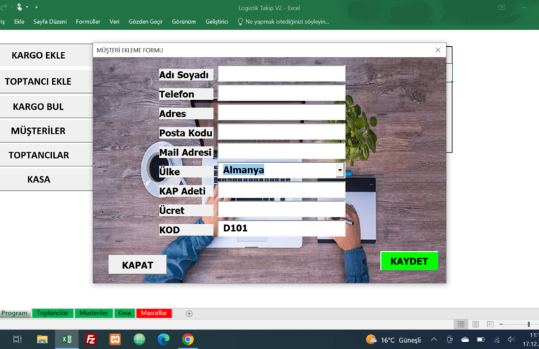 Logistik Kargo Takip Excel Program - Size Özel Excel Programlar