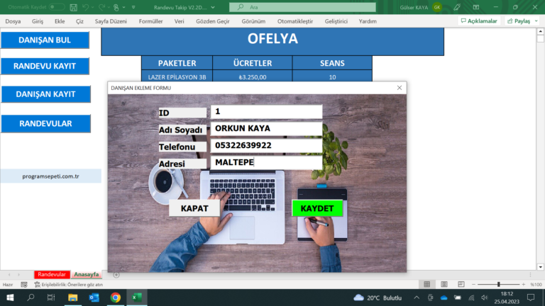 Randevu ve Müşteri ve Personel Takip Programı - Program Sepeti
