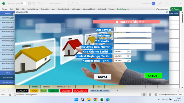 Emlak Portföy ve Kiracı, Kira Kontrat Takip Programı Excel ve Web Mobil - Program Sepeti